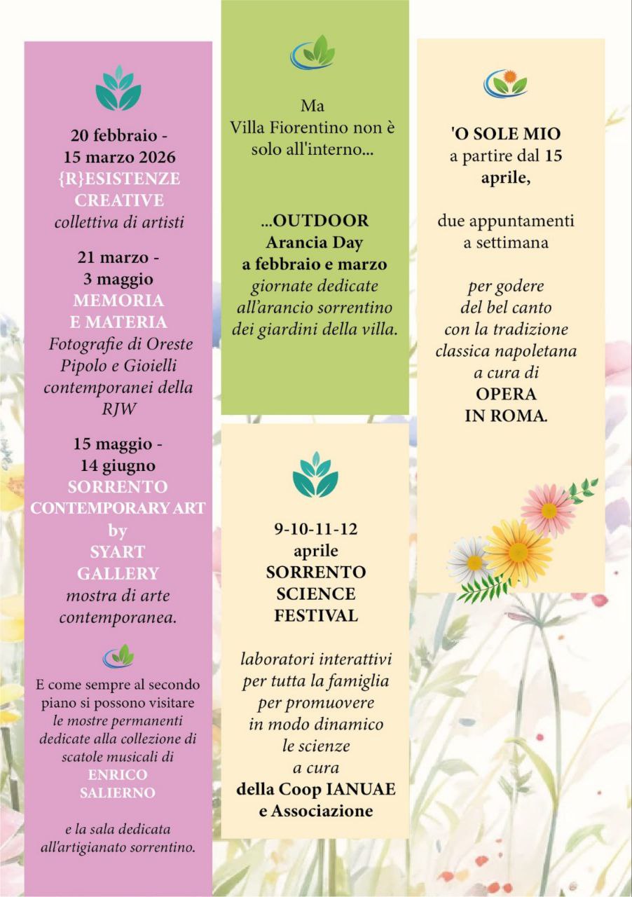 Primavera in Villa 2026: tutti gli eventi a Villa Fiorentino a Sorrento
